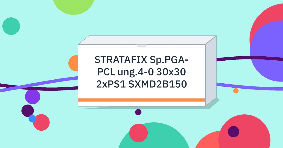 Symbolbild: Packung mit der Aufschrift STRATAFIX Sp.PGA-PCL ung.4-0 30x30 2xPS1 SXMD2B150 (PZN 20911198) – Verfügbarkeit und Bezug in Apotheken in Frankfurt am Main