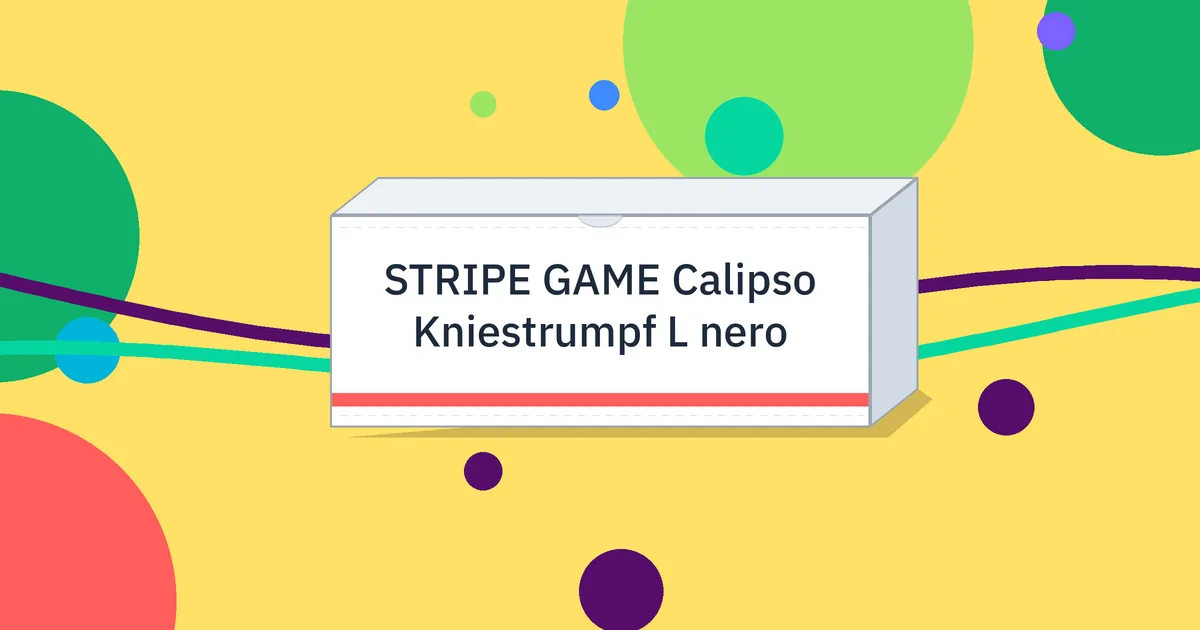 Symbolbild: Packung mit der Aufschrift STRIPE GAME Calipso Kniestrumpf L nero (PZN 20719696) – Verfügbarkeit und Bezug in Apotheken in Frankfurt am Main