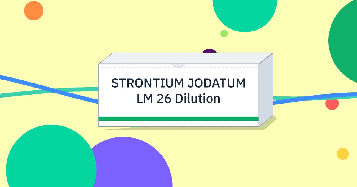 Symbolbild: Packung mit der Aufschrift STRONTIUM JODATUM LM 26 Dilution (PZN 13204135) – Verfügbarkeit und Bezug in Apotheken in Frankfurt am Main