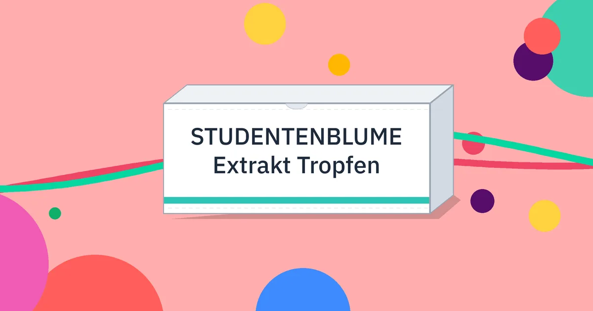 Symbolbild: Packung mit der Aufschrift STUDENTENBLUME Extrakt Tropfen (PZN 20211963) – Verfügbarkeit und Bezug in Apotheken in Frankfurt am Main