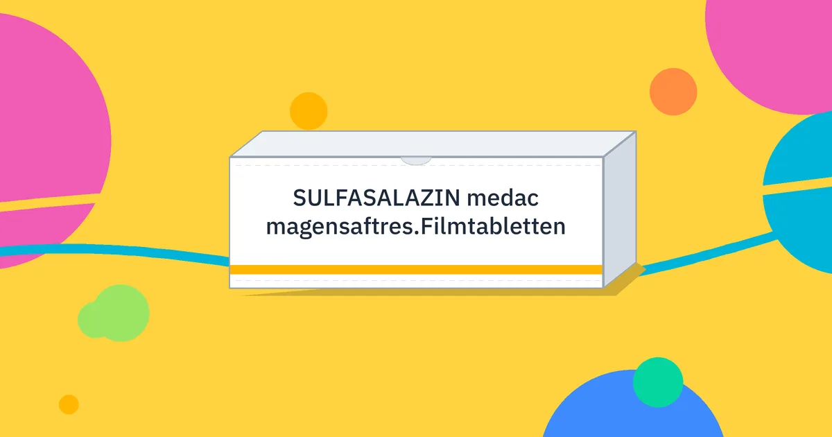 Symbolbild: Packung mit der Aufschrift SULFASALAZIN medac magensaftres.Filmtabletten (PZN 03440981) – Verfügbarkeit und Bezug in Apotheken in Frankfurt am Main