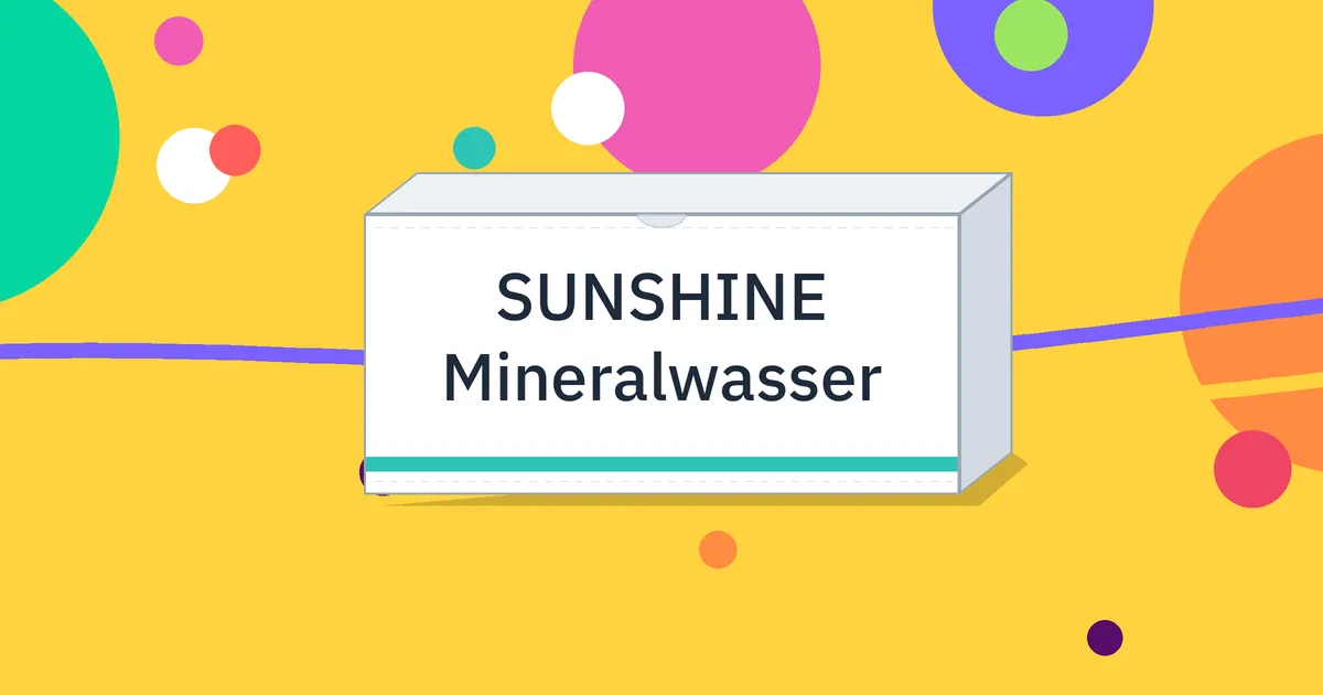 Symbolbild: Packung mit der Aufschrift SUNSHINE Mineralwasser (PZN 01116845) – Verfügbarkeit und Bezug in Apotheken in Frankfurt am Main