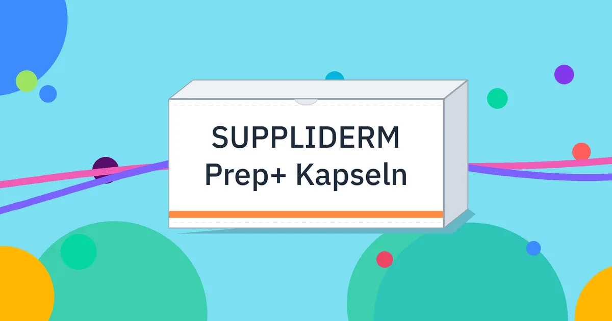 Symbolbild: Packung mit der Aufschrift SUPPLIDERM Prep+ Kapseln (PZN 18666923) – Verfügbarkeit und Bezug in Apotheken in Frankfurt am Main