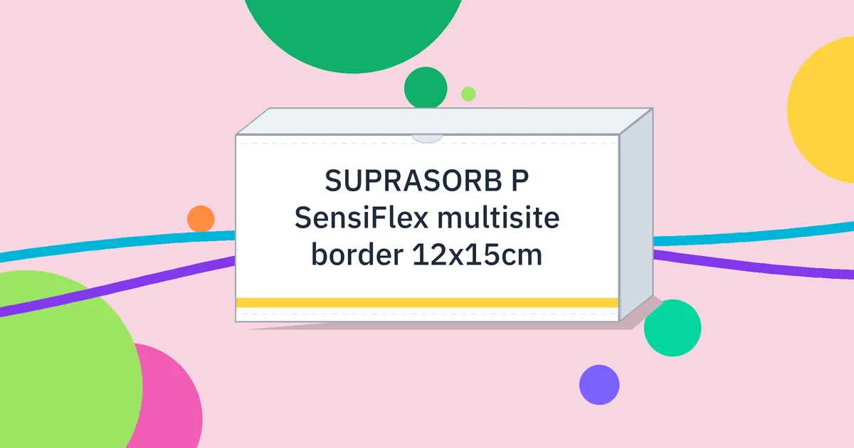 Symbolbild: Packung mit der Aufschrift SUPRASORB P SensiFlex multisite border 12x15cm (PZN 20005040) – Verfügbarkeit und Bezug in Apotheken in Frankfurt am Main