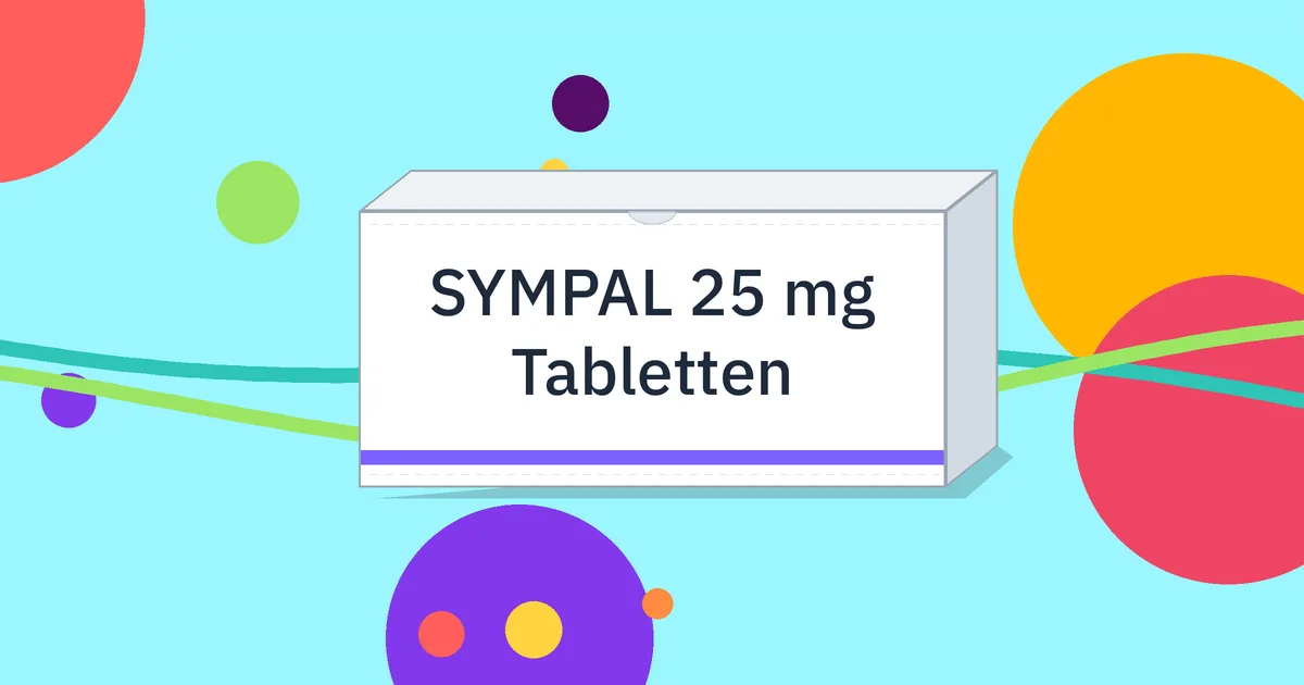 Symbolbild: Packung mit der Aufschrift SYMPAL 25 mg Tabletten (PZN 06971526) – Verfügbarkeit und Bezug in Apotheken in Frankfurt am Main