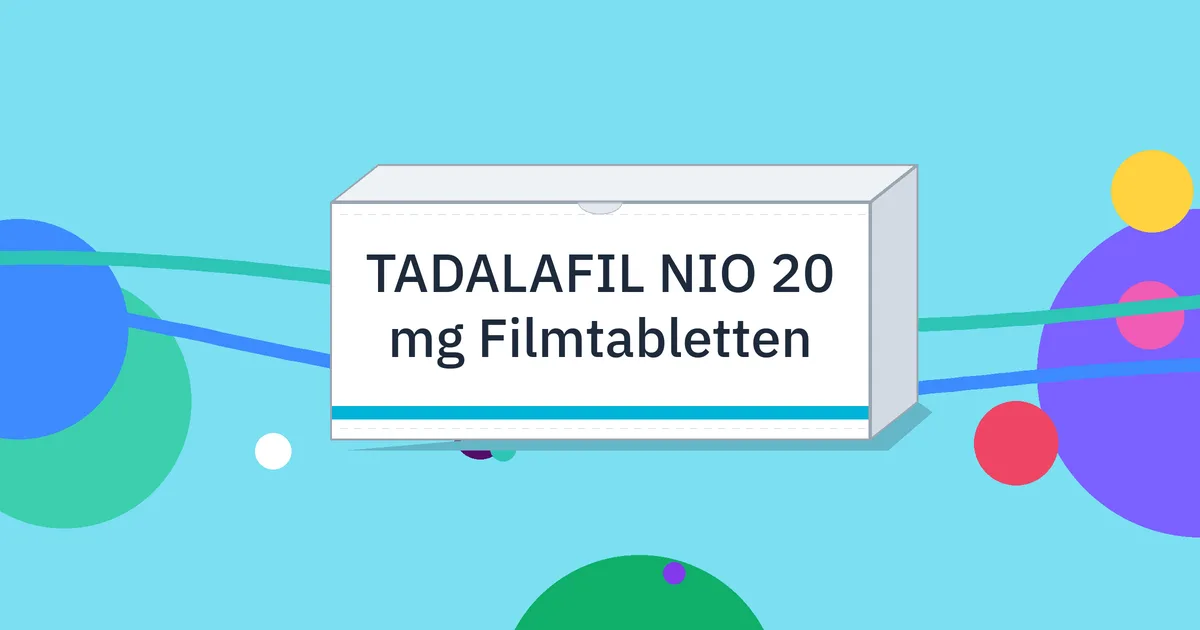 Symbolbild: Packung mit der Aufschrift TADALAFIL NIO 20 mg Filmtabletten (PZN 15638990) – Verfügbarkeit und Bezug in Apotheken in Frankfurt am Main
