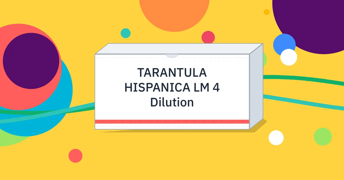 Symbolbild: Packung mit der Aufschrift TARANTULA HISPANICA LM 4 Dilution (PZN 13213849) – Verfügbarkeit und Bezug in Apotheken in Frankfurt am Main