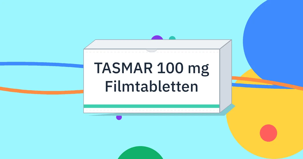 Symbolbild: Packung mit der Aufschrift TASMAR 100 mg Filmtabletten (PZN 11697352) – Verfügbarkeit und Bezug in Apotheken in Frankfurt am Main