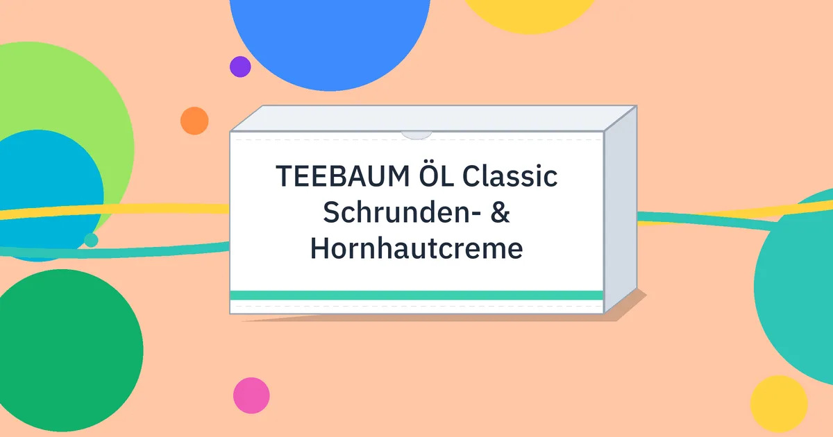 Symbolbild: Packung mit der Aufschrift TEEBAUM ÖL Classic Schrunden- & Hornhautcreme (PZN 19370219) – Verfügbarkeit und Bezug in Apotheken in Frankfurt am Main