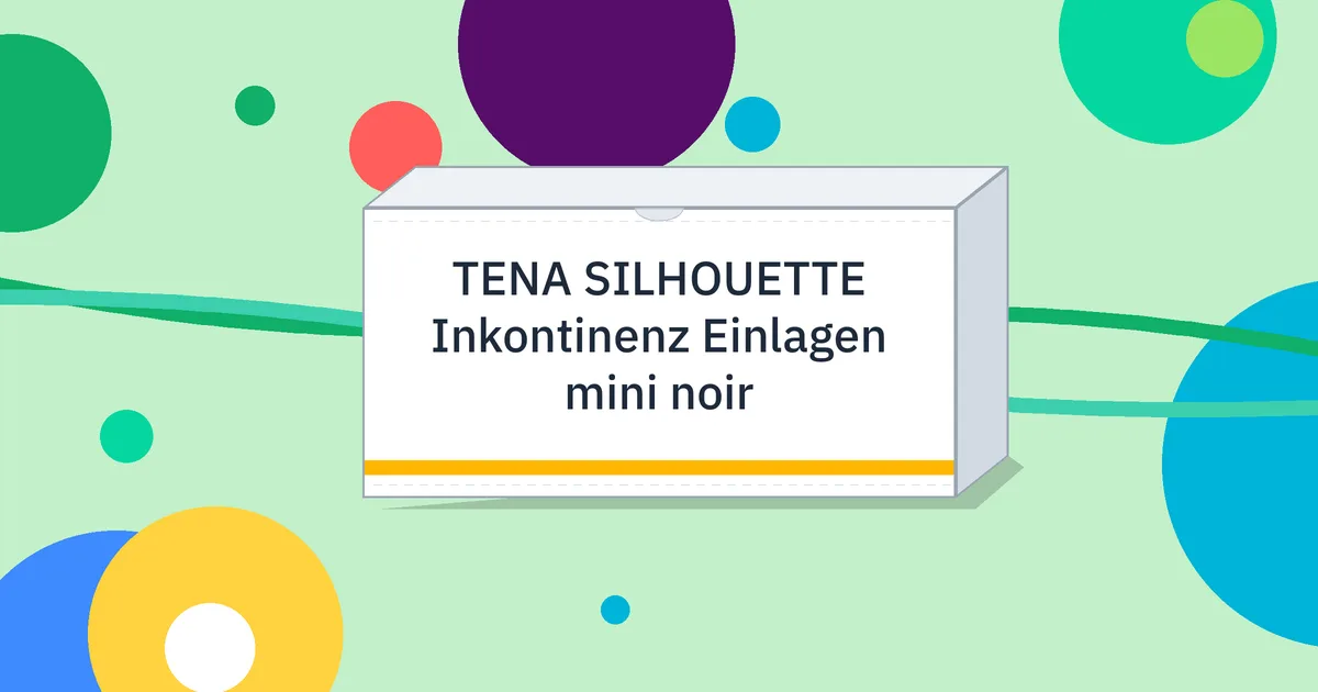 Symbolbild: Packung mit der Aufschrift TENA SILHOUETTE Inkontinenz Einlagen mini noir (PZN 15896982) – Verfügbarkeit und Bezug in Apotheken in Frankfurt am Main