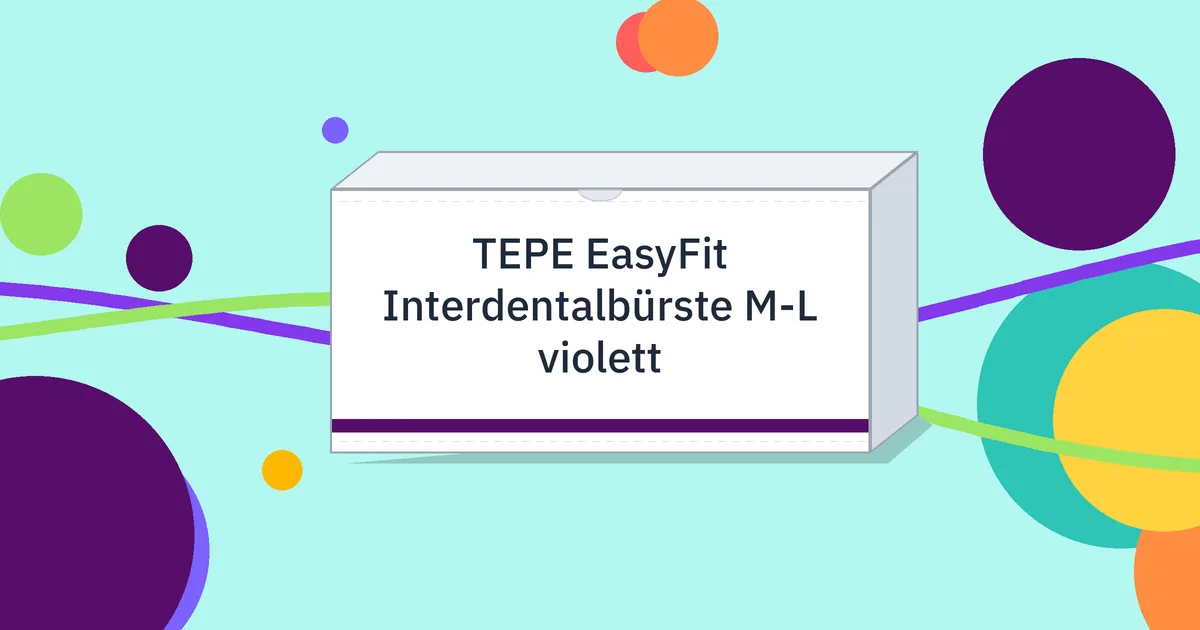 Symbolbild: Packung mit der Aufschrift TEPE EasyFit Interdentalbürste M-L violett (PZN 20042472) – Verfügbarkeit und Bezug in Apotheken in Frankfurt am Main