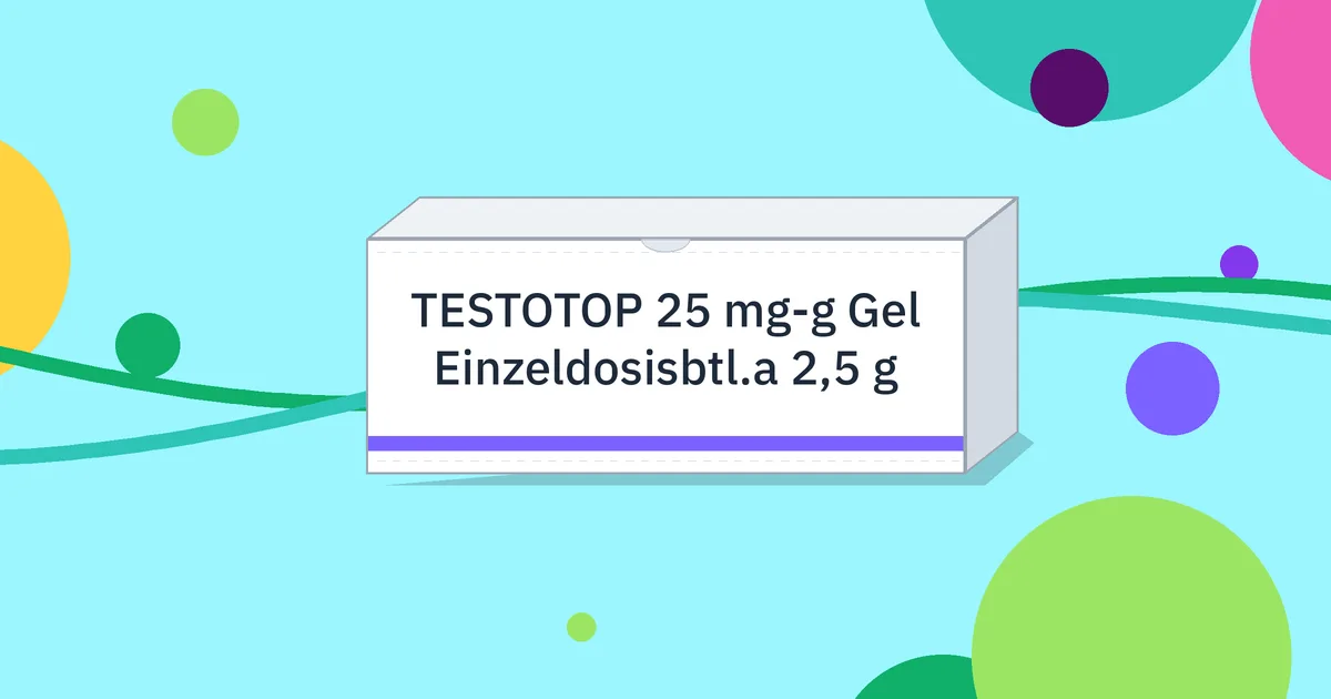 Symbolbild: Packung mit der Aufschrift TESTOTOP 25 mg-g Gel Einzeldosisbtl.a 2,5 g (PZN 18890715) – Verfügbarkeit und Bezug in Apotheken in Frankfurt am Main
