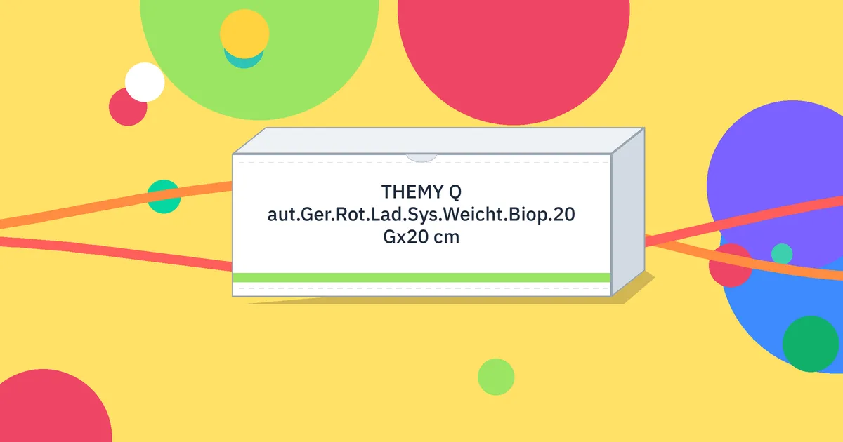 Symbolbild: Packung mit der Aufschrift THEMY Q aut.Ger.Rot.Lad.Sys.Weicht.Biop.20 Gx20 cm (PZN 19738091) – Verfügbarkeit und Bezug in Apotheken in Frankfurt am Main