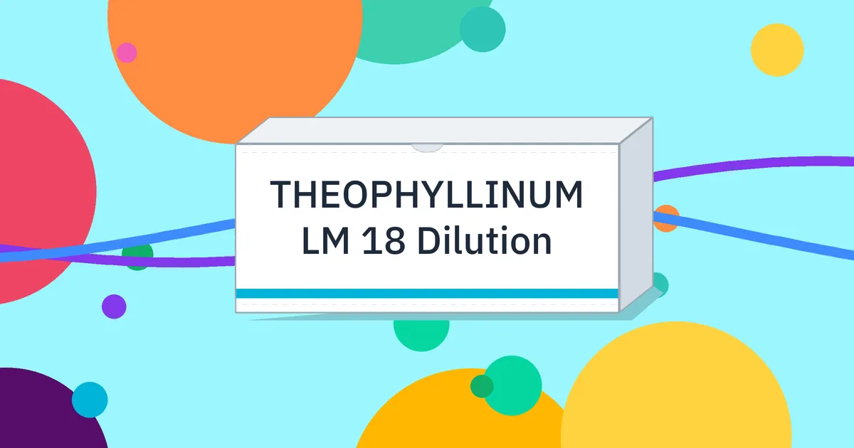 Symbolbild: Packung mit der Aufschrift THEOPHYLLINUM LM 18 Dilution (PZN 13220306) – Verfügbarkeit und Bezug in Apotheken in Frankfurt am Main