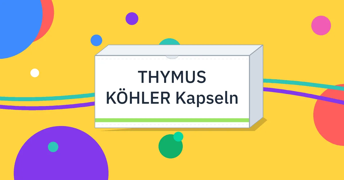 Symbolbild: Packung mit der Aufschrift THYMUS KÖHLER Kapseln (PZN 09321533) – Verfügbarkeit und Bezug in Apotheken in Frankfurt am Main
