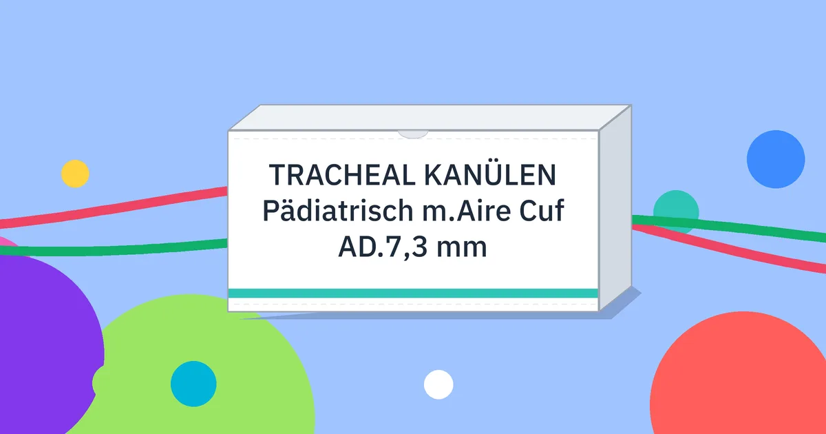 Symbolbild: Packung mit der Aufschrift TRACHEAL KANÜLEN Pädiatrisch m.Aire Cuf AD.7,3 mm (PZN 09217480) – Verfügbarkeit und Bezug in Apotheken in Frankfurt am Main