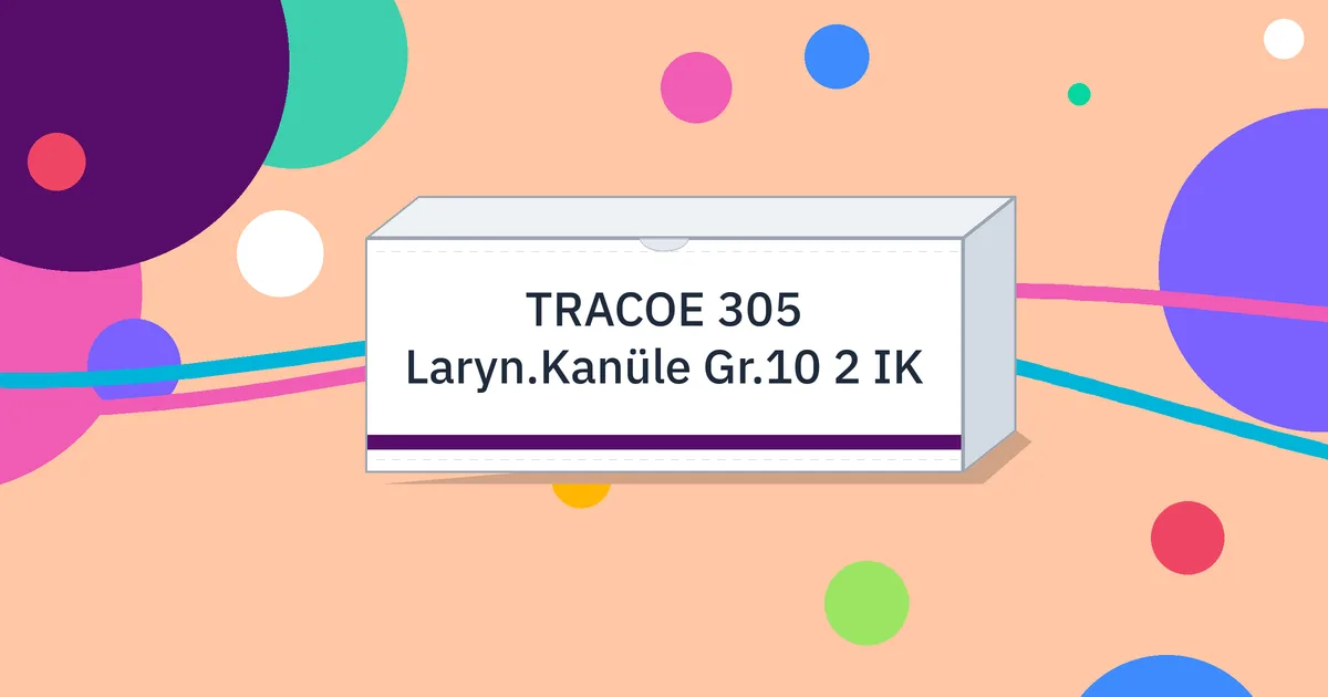 Symbolbild: Packung mit der Aufschrift TRACOE 305 Laryn.Kanüle Gr.10 2 IK (PZN 02716725) – Verfügbarkeit und Bezug in Apotheken in Frankfurt am Main