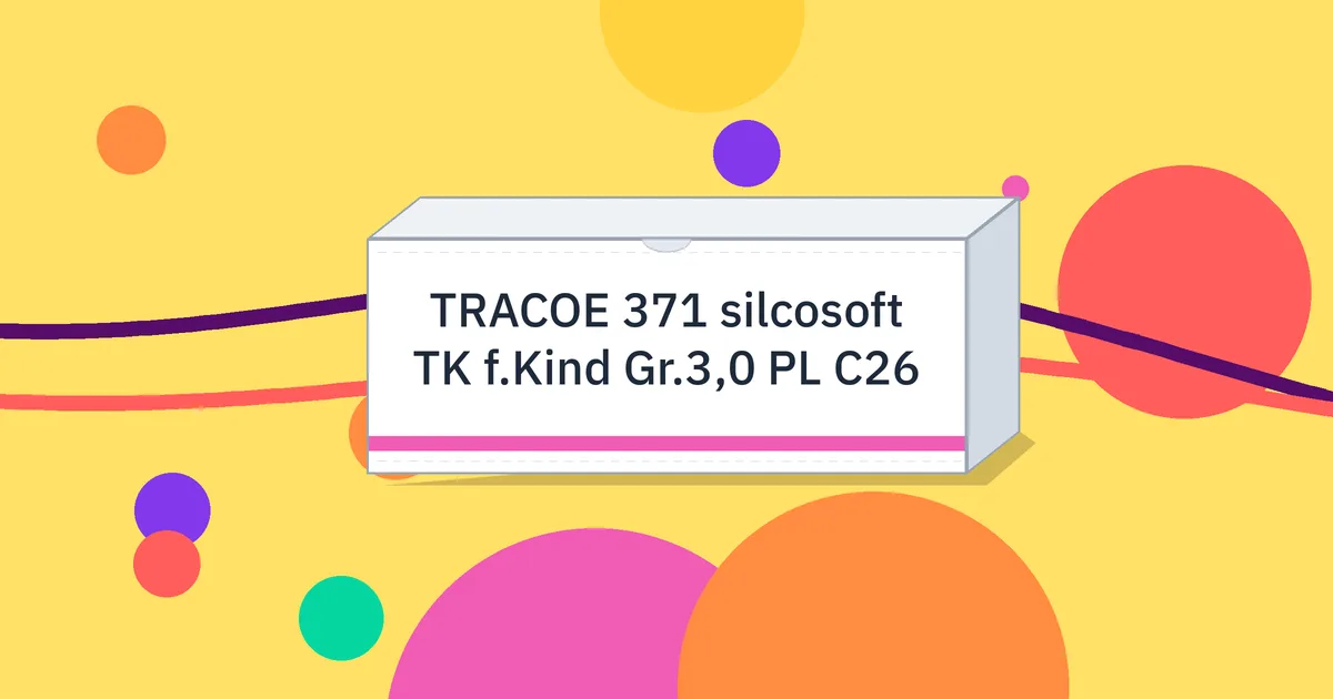 Symbolbild: Packung mit der Aufschrift TRACOE 371 silcosoft TK f.Kind Gr.3,0 PL C26 (PZN 14315003) – Verfügbarkeit und Bezug in Apotheken in Frankfurt am Main
