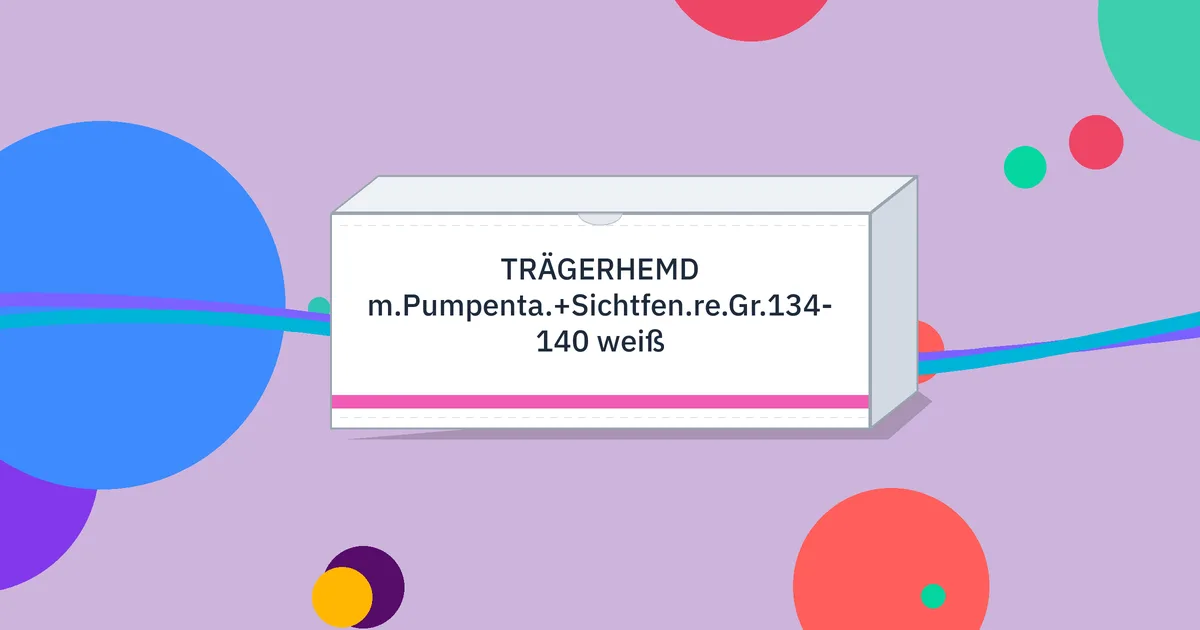 Symbolbild: Packung mit der Aufschrift TRÄGERHEMD m.Pumpenta.+Sichtfen.re.Gr.134-140 weiß (PZN 20375162) – Verfügbarkeit und Bezug in Apotheken in Frankfurt am Main