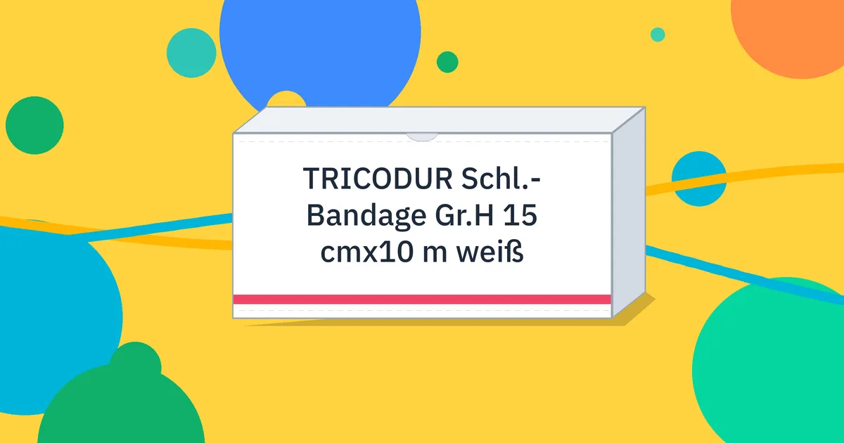 Symbolbild: Packung mit der Aufschrift TRICODUR Schl.-Bandage Gr.H 15 cmx10 m weiß (PZN 03315951) – Verfügbarkeit und Bezug in Apotheken in Frankfurt am Main