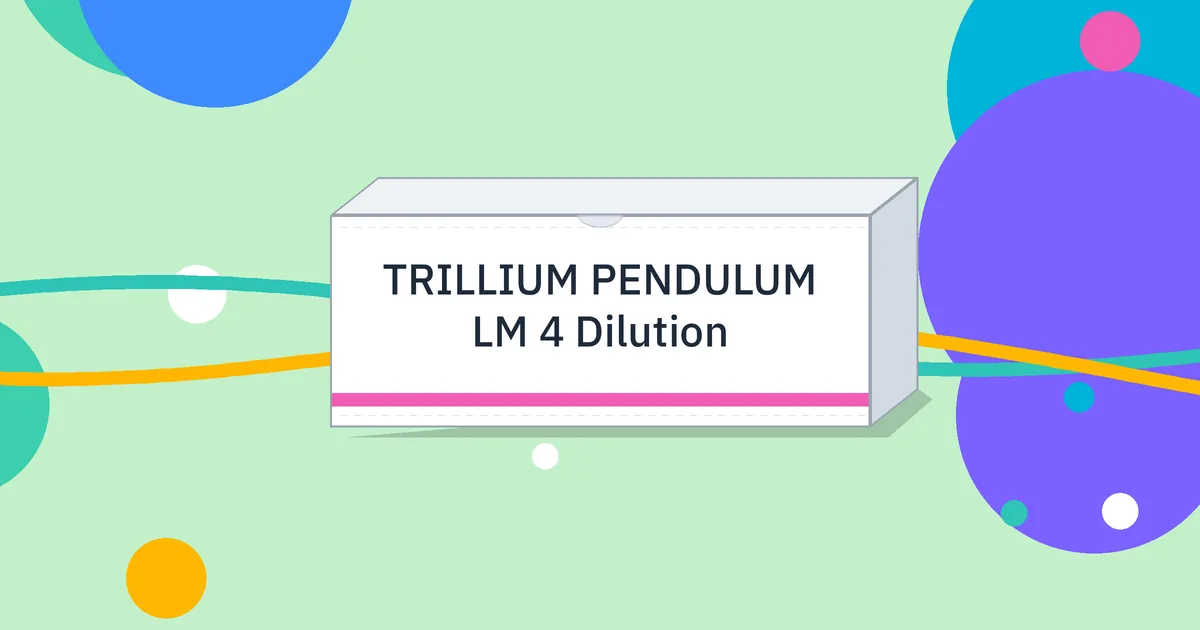 Symbolbild: Packung mit der Aufschrift TRILLIUM PENDULUM LM 4 Dilution (PZN 13227018) – Verfügbarkeit und Bezug in Apotheken in Frankfurt am Main