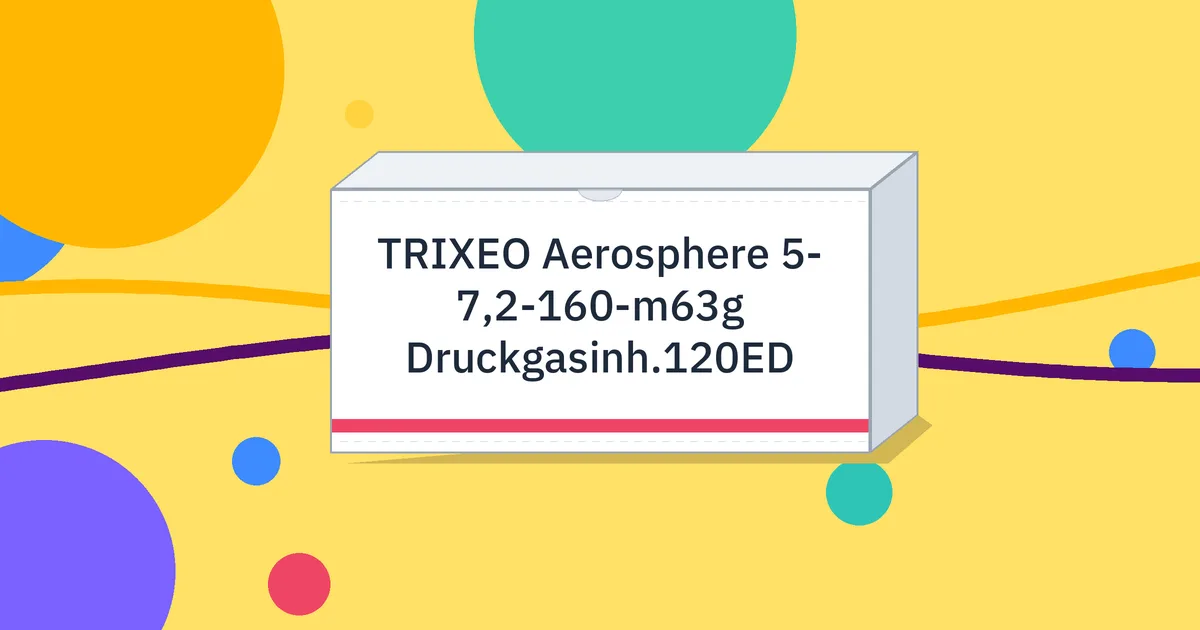 Symbolbild: Packung mit der Aufschrift TRIXEO Aerosphere 5-7,2-160-m63g Druckgasinh.120ED (PZN 19537760) – Verfügbarkeit und Bezug in Apotheken in Frankfurt am Main