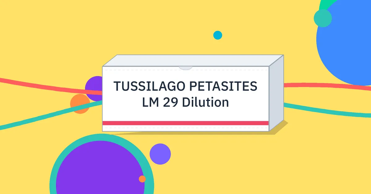 Symbolbild: Packung mit der Aufschrift TUSSILAGO PETASITES LM 29 Dilution (PZN 13254541) – Verfügbarkeit und Bezug in Apotheken in Frankfurt am Main