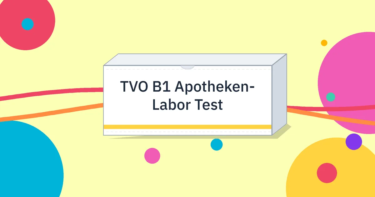 Symbolbild: Packung mit der Aufschrift TVO B1 Apotheken-Labor Test (PZN 00445297) – Verfügbarkeit und Bezug in Apotheken in Frankfurt am Main