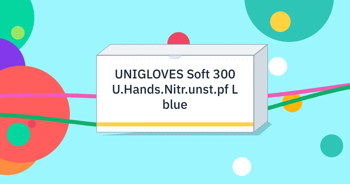 Symbolbild: Packung mit der Aufschrift UNIGLOVES Soft 300 U.Hands.Nitr.unst.pf L blue (PZN 18102422) – Verfügbarkeit und Bezug in Apotheken in Frankfurt am Main