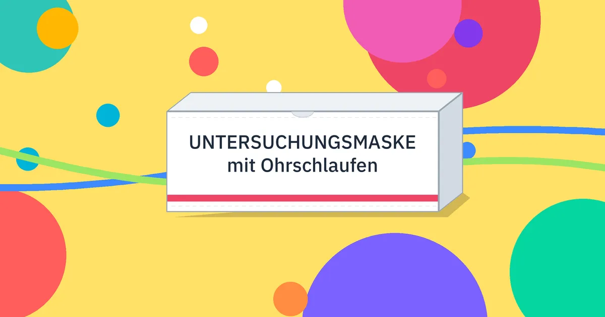 Symbolbild: Packung mit der Aufschrift UNTERSUCHUNGSMASKE mit Ohrschlaufen (PZN 01551682) – Verfügbarkeit und Bezug in Apotheken in Frankfurt am Main