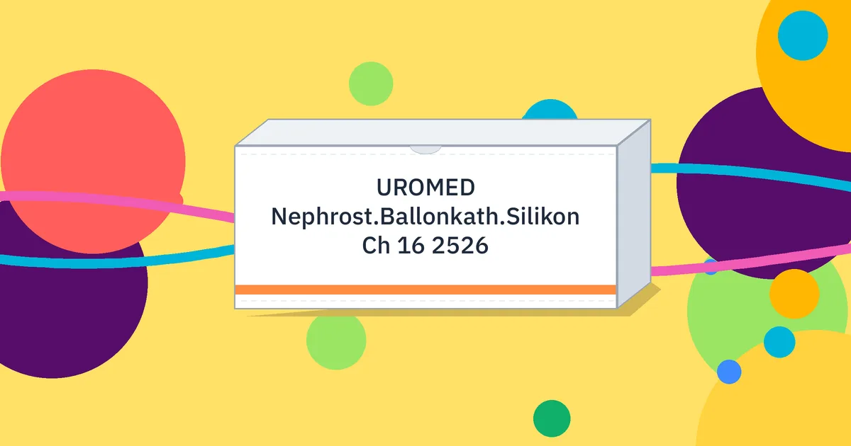 Symbolbild: Packung mit der Aufschrift UROMED Nephrost.Ballonkath.Silikon Ch 16 2526 (PZN 03281175) – Verfügbarkeit und Bezug in Apotheken in Frankfurt am Main