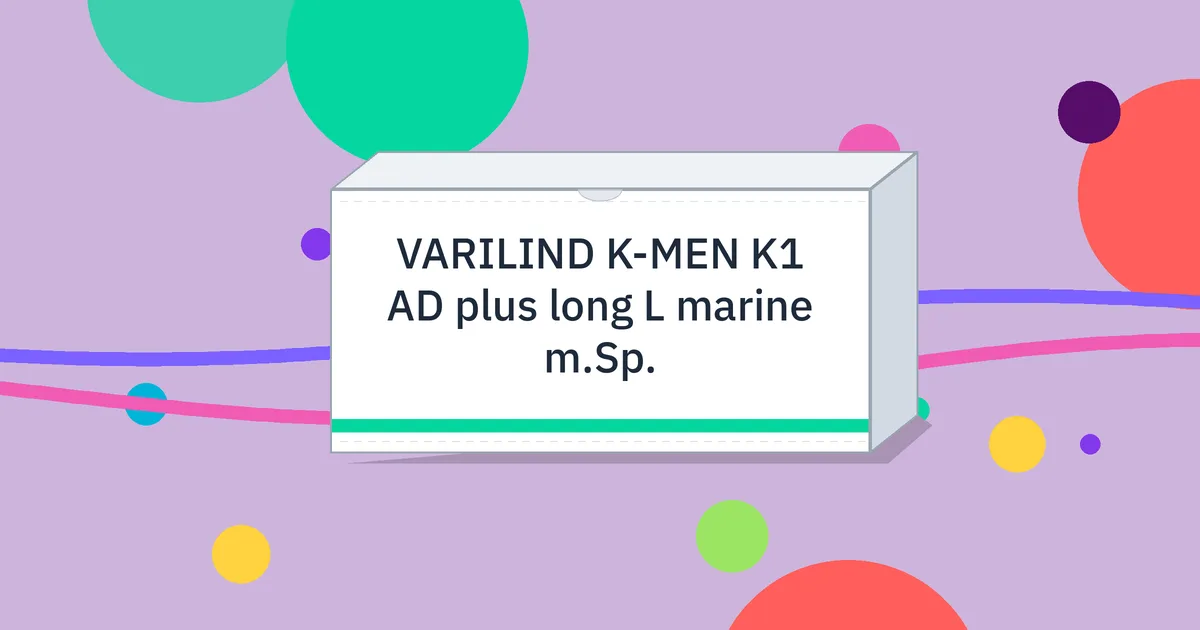 Symbolbild: Packung mit der Aufschrift VARILIND K-MEN K1 AD plus long L marine m.Sp. (PZN 20569073) – Verfügbarkeit und Bezug in Apotheken in Frankfurt am Main