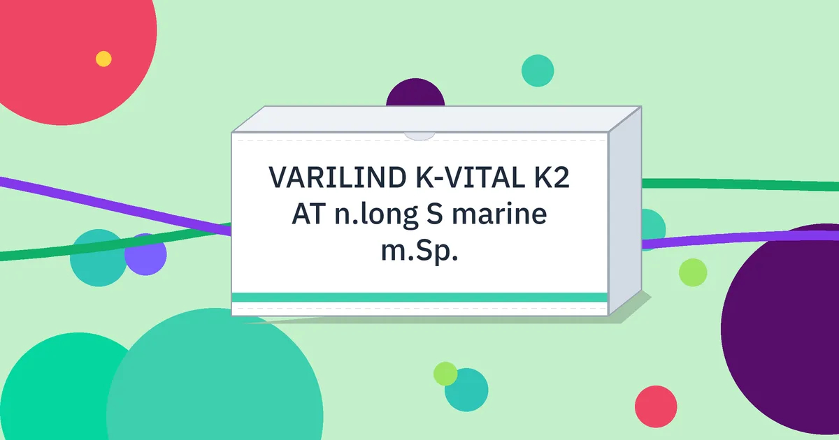 Symbolbild: Packung mit der Aufschrift VARILIND K-VITAL K2 AT n.long S marine m.Sp. (PZN 20561539) – Verfügbarkeit und Bezug in Apotheken in Frankfurt am Main