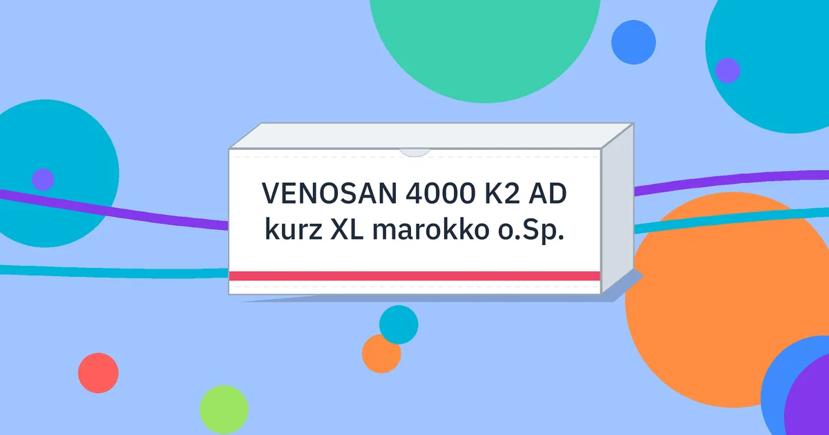 Symbolbild: Packung mit der Aufschrift VENOSAN 4000 K2 AD kurz XL marokko o.Sp. (PZN 14425619) – Verfügbarkeit und Bezug in Apotheken in Frankfurt am Main