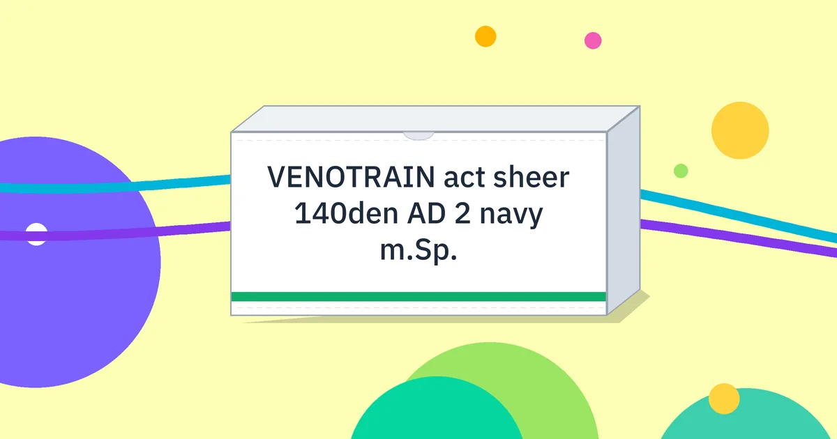 Symbolbild: Packung mit der Aufschrift VENOTRAIN act sheer 140den AD 2 navy m.Sp. (PZN 16209110) – Verfügbarkeit und Bezug in Apotheken in Frankfurt am Main