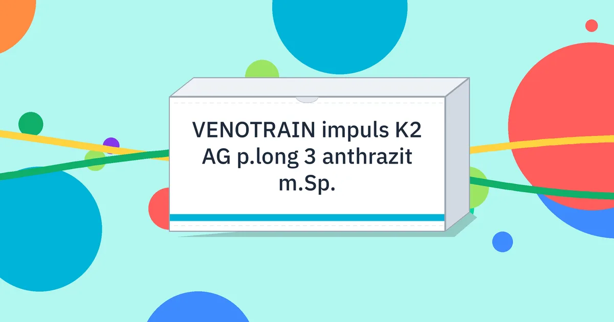 Symbolbild: Packung mit der Aufschrift VENOTRAIN impuls K2 AG p.long 3 anthrazit m.Sp. (PZN 15212475) – Verfügbarkeit und Bezug in Apotheken in Frankfurt am Main