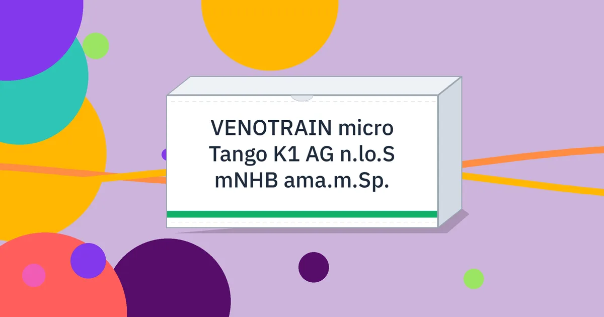 Symbolbild: Packung mit der Aufschrift VENOTRAIN micro Tango K1 AG n.lo.S mNHB ama.m.Sp. (PZN 17759031) – Verfügbarkeit und Bezug in Apotheken in Frankfurt am Main