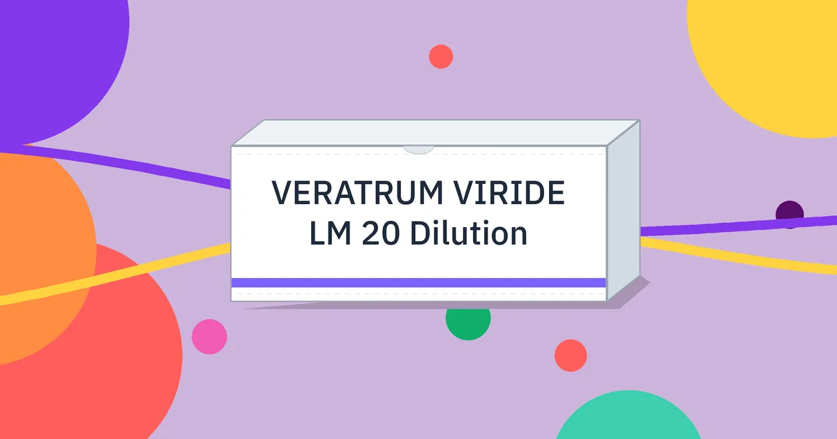 Symbolbild: Packung mit der Aufschrift VERATRUM VIRIDE LM 20 Dilution (PZN 13265409) – Verfügbarkeit und Bezug in Apotheken in Frankfurt am Main