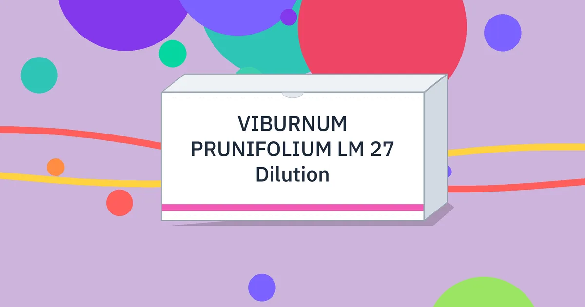 Symbolbild: Packung mit der Aufschrift VIBURNUM PRUNIFOLIUM LM 27 Dilution (PZN 13272131) – Verfügbarkeit und Bezug in Apotheken in Frankfurt am Main