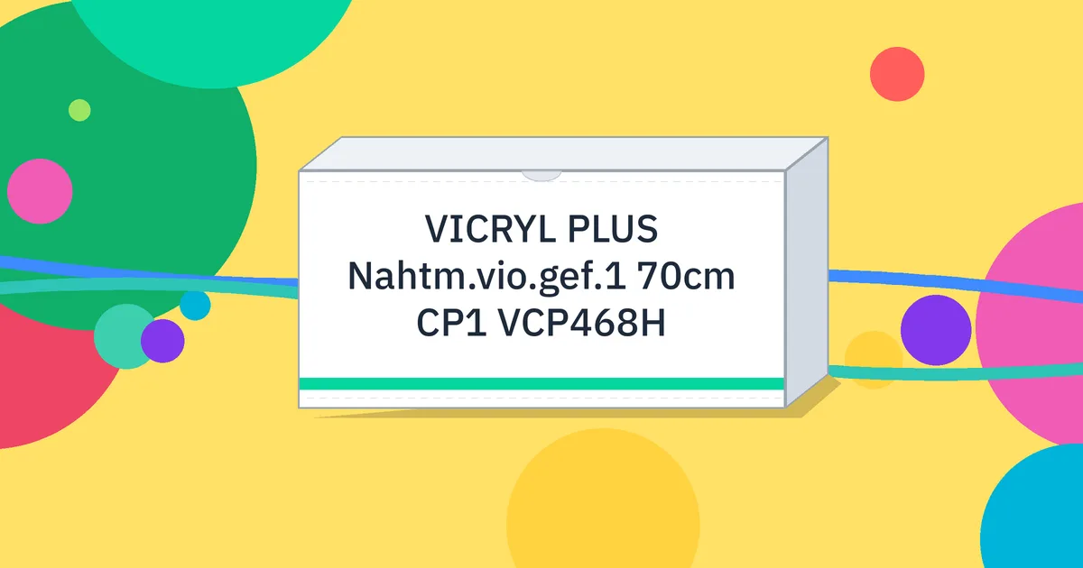 Symbolbild: Packung mit der Aufschrift VICRYL PLUS Nahtm.vio.gef.1 70cm CP1 VCP468H (PZN 20390598) – Verfügbarkeit und Bezug in Apotheken in Frankfurt am Main