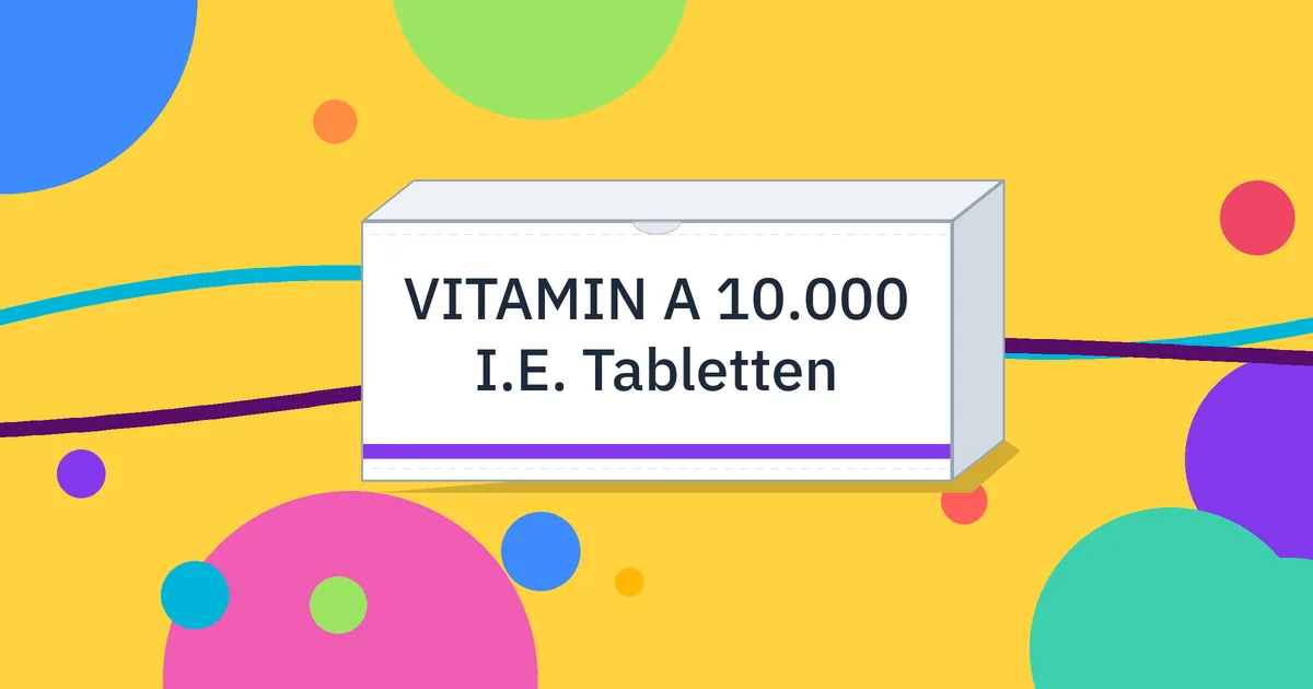 Symbolbild: Packung mit der Aufschrift VITAMIN A 10.000 I.E. Tabletten (PZN 19995600) – Verfügbarkeit und Bezug in Apotheken in Frankfurt am Main