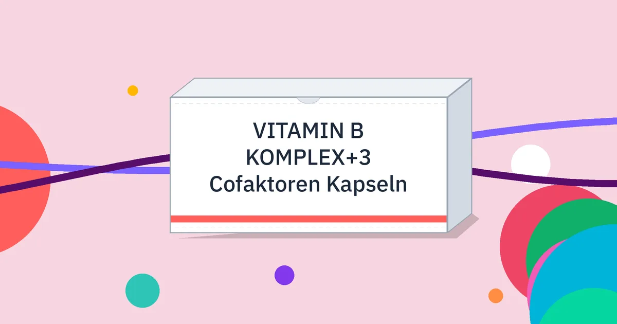 Symbolbild: Packung mit der Aufschrift VITAMIN B KOMPLEX+3 Cofaktoren Kapseln (PZN 19282567) – Verfügbarkeit und Bezug in Apotheken in Frankfurt am Main