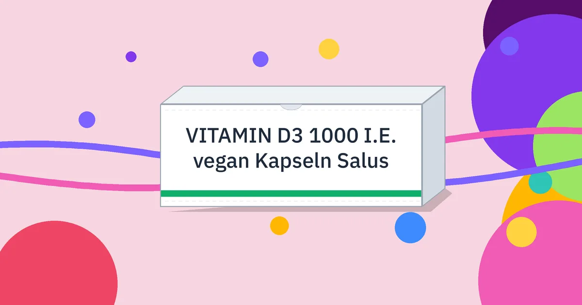 Symbolbild: Packung mit der Aufschrift VITAMIN D3 1000 I.E. vegan Kapseln Salus (PZN 18018957) – Verfügbarkeit und Bezug in Apotheken in Frankfurt am Main