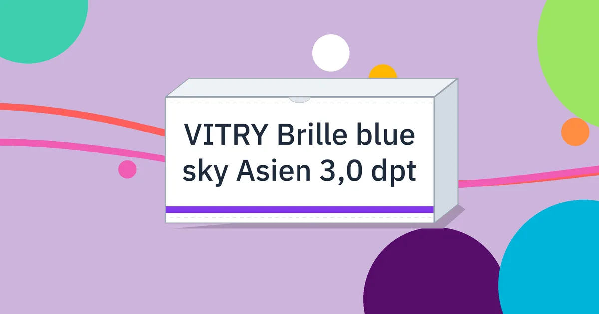 Symbolbild: Packung mit der Aufschrift VITRY Brille blue sky Asien 3,0 dpt (PZN 12367668) – Verfügbarkeit und Bezug in Apotheken in Frankfurt am Main