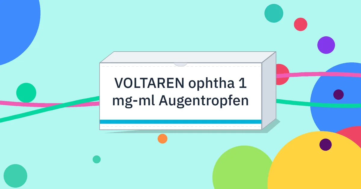 Symbolbild: Packung mit der Aufschrift VOLTAREN ophtha 1 mg-ml Augentropfen (PZN 11156001) – Verfügbarkeit und Bezug in Apotheken in Frankfurt am Main