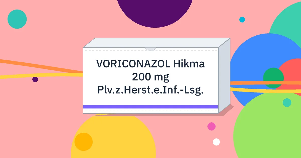 Symbolbild: Packung mit der Aufschrift VORICONAZOL Hikma 200 mg Plv.z.Herst.e.Inf.-Lsg. (PZN 12450837) – Verfügbarkeit und Bezug in Apotheken in Frankfurt am Main