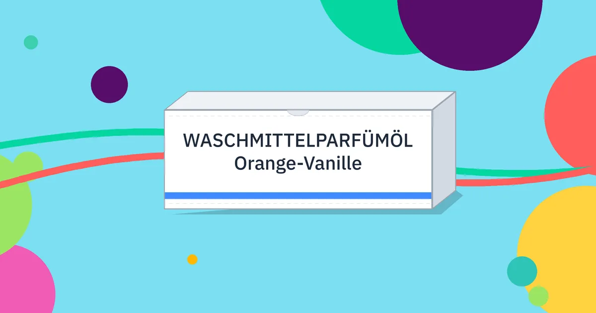 Symbolbild: Packung mit der Aufschrift WASCHMITTELPARFÜMÖL Orange-Vanille (PZN 06579768) – Verfügbarkeit und Bezug in Apotheken in Frankfurt am Main