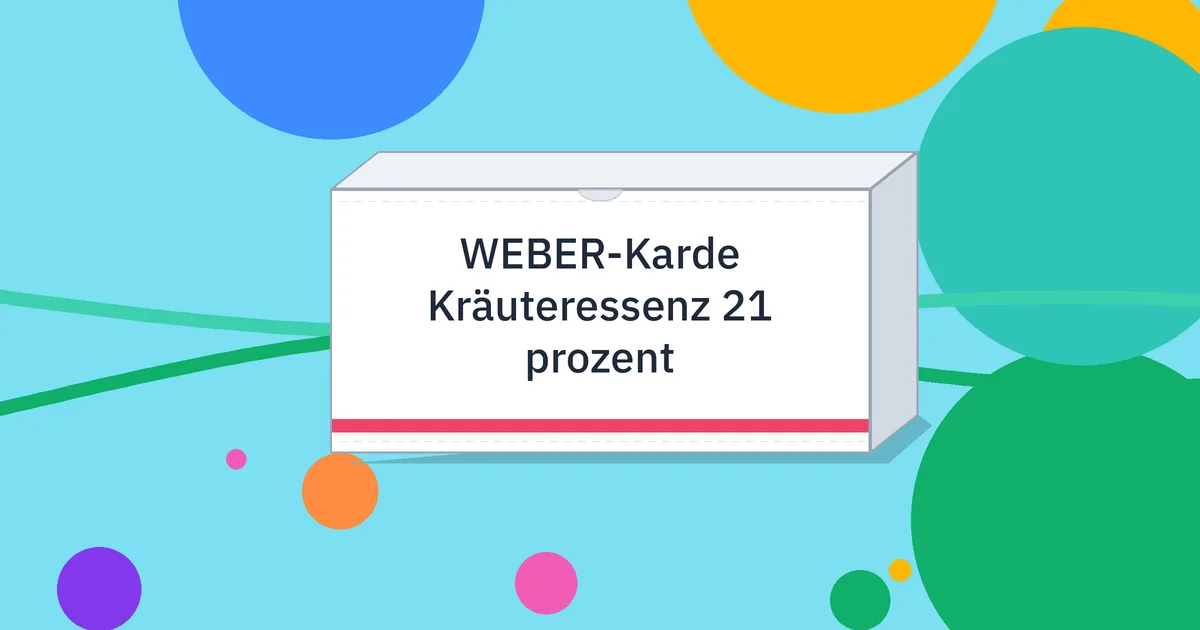 Symbolbild: Packung mit der Aufschrift WEBER-Karde Kräuteressenz 21 prozent (PZN 16360901) – Verfügbarkeit und Bezug in Apotheken in Frankfurt am Main