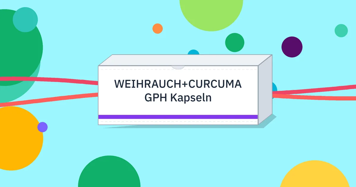 Symbolbild: Packung mit der Aufschrift WEIHRAUCH+CURCUMA GPH Kapseln (PZN 16570811) – Verfügbarkeit und Bezug in Apotheken in Frankfurt am Main