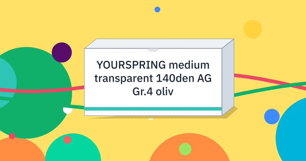 Symbolbild: Packung mit der Aufschrift YOURSPRING medium transparent 140den AG Gr.4 oliv (PZN 18057236) – Verfügbarkeit und Bezug in Apotheken in Frankfurt am Main